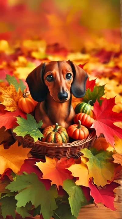 Gorgeous Free Fall Dachshund Phone Wallpapers - Dachshund Station